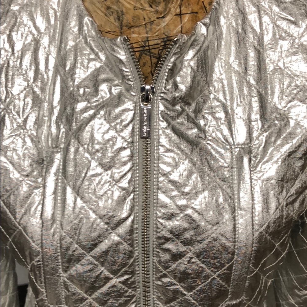 Michael Kors Metallic Silver Quilted Jacket - Gem